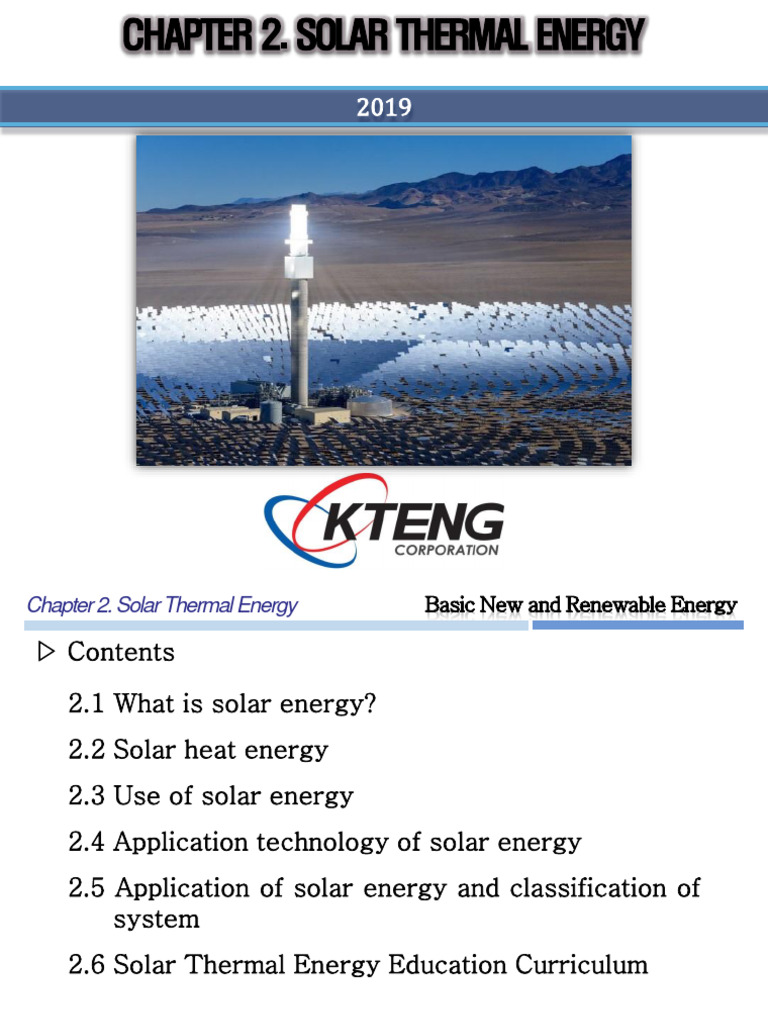 Overview of Solar Thermal Energy | PDF | Solar Energy | Water Heating