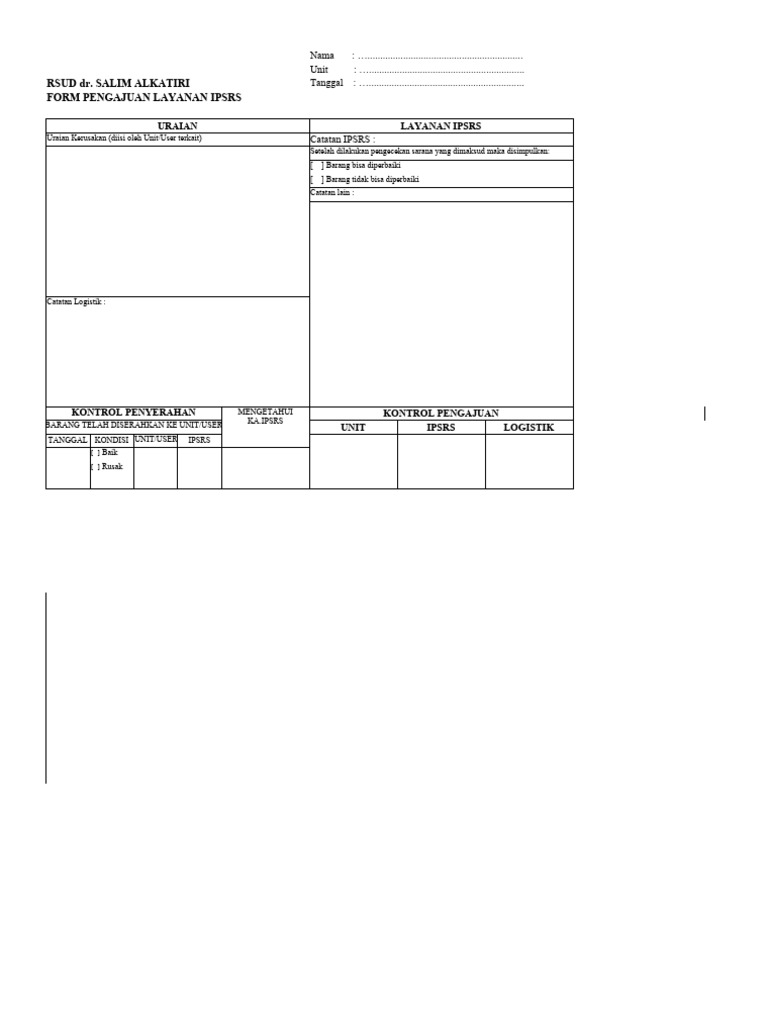 Form Pengajuan Ipsrs | PDF