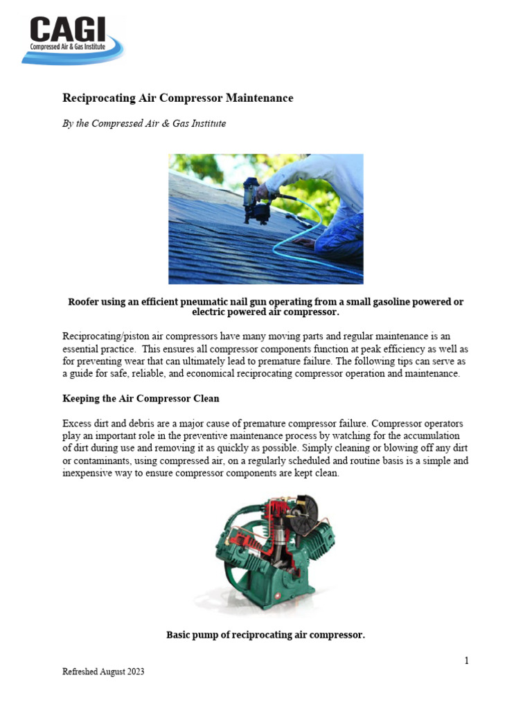 Reciprocating Compressor Maintenance | PDF | Lubricant | Bearing ...
