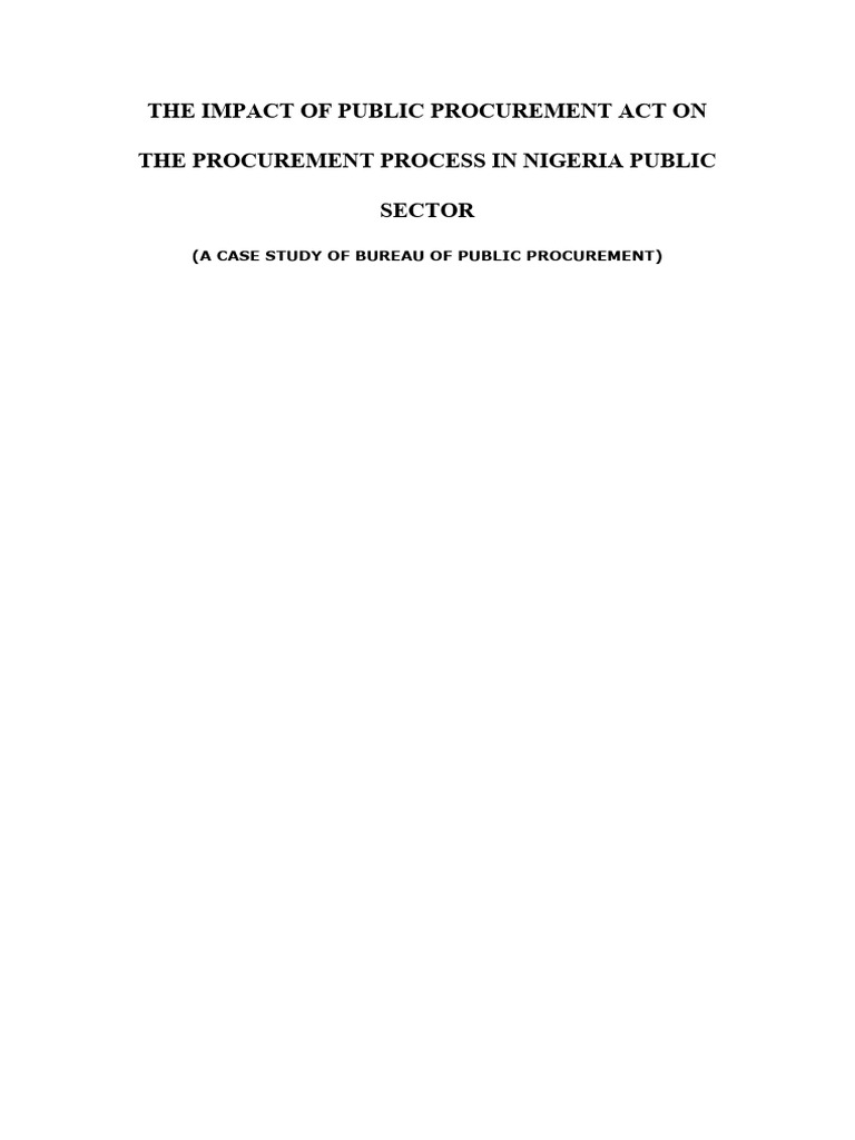 Impact of Nigeria's Procurement Act | PDF | Procurement | Business