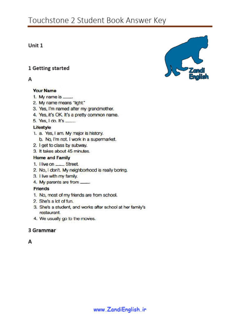 Touchstone 2 Answer Key Guide | PDF | Learning | Writing