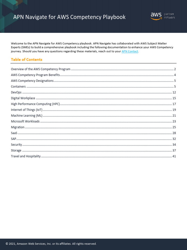 Step 2 - APN Navigate For AWS Competency Playbook | PDF | Amazon Web Services | Internet Of Things