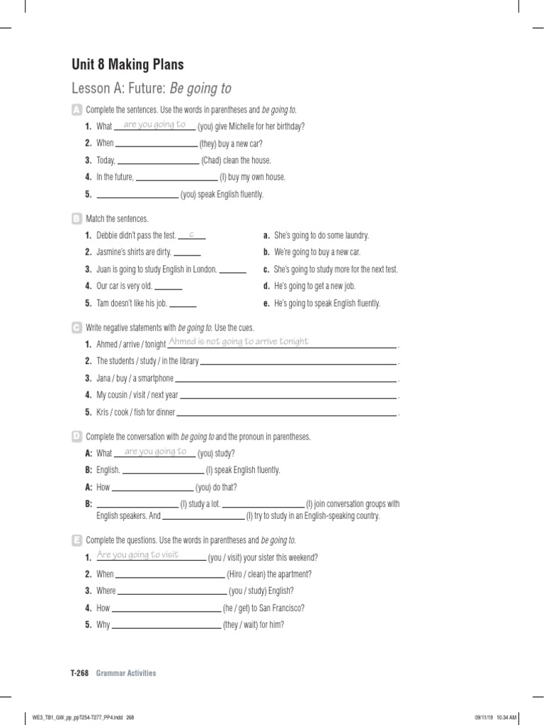 World English 3e Level 1 Grammar Activities Unit 8 Lesson A | Download ...