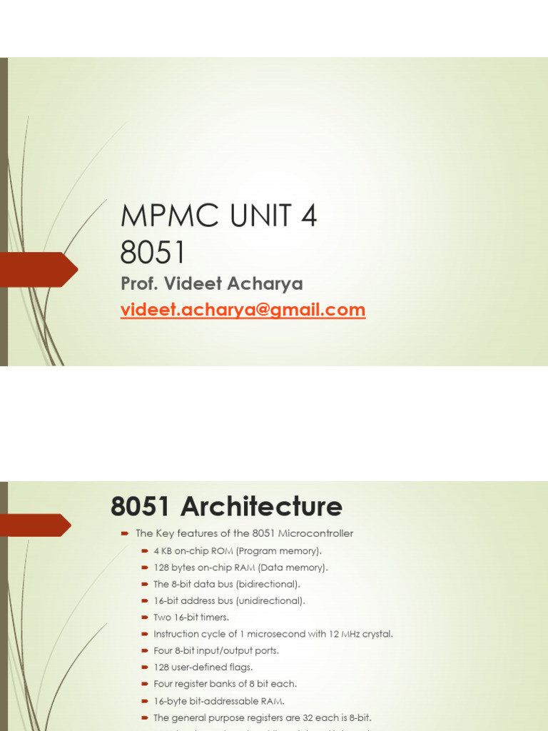 Unit 4 - 8051 | PDF | Computer Science | Computer Hardware Unit 4 - 8051 | PDF | Computer Science | Computer Hardware