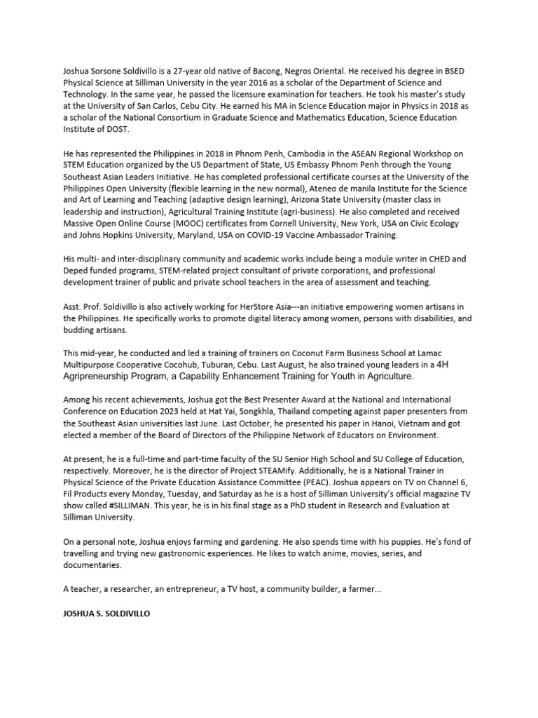 Bionote Canlaon | PDF | Science, Technology, Engineering, And Mathematics