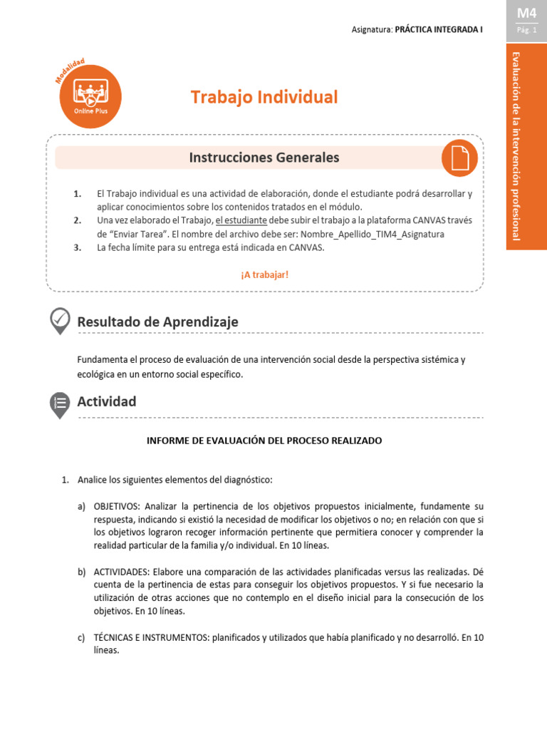 M4 - TI - Practica Integrada I-1 | PDF | Evaluación | Diseño