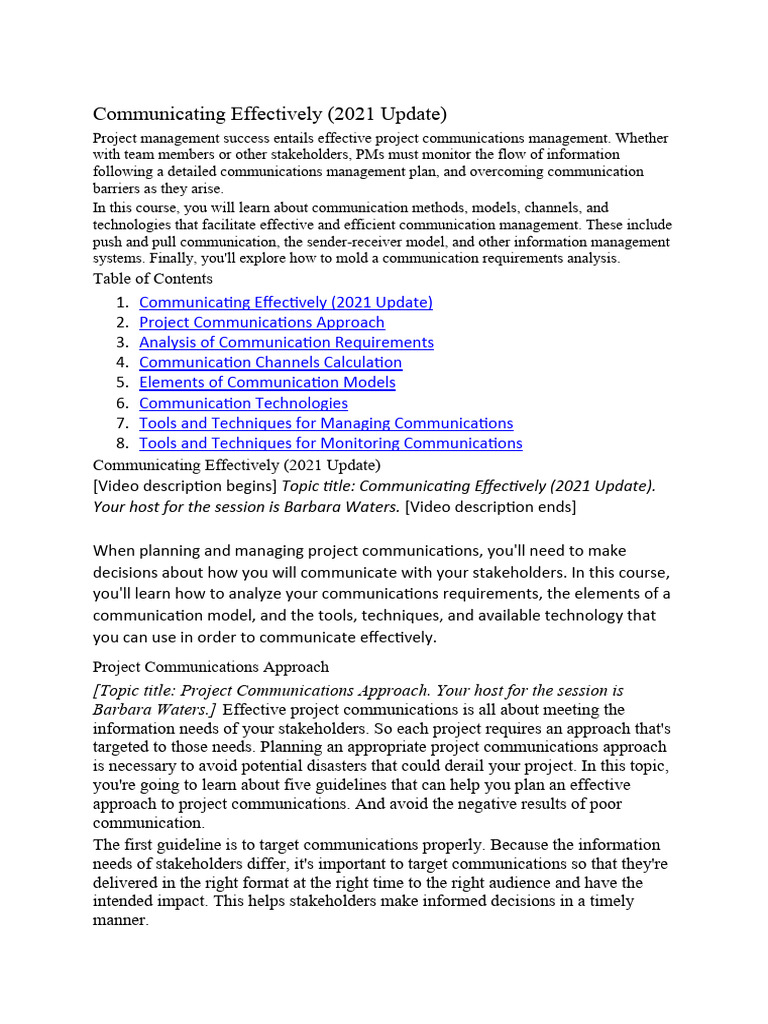 Communicating Effectively (2021 Update) - 042343 | PDF | Communication ...