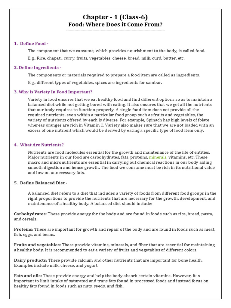 Chapter 1 | PDF | Foods | Vegetables