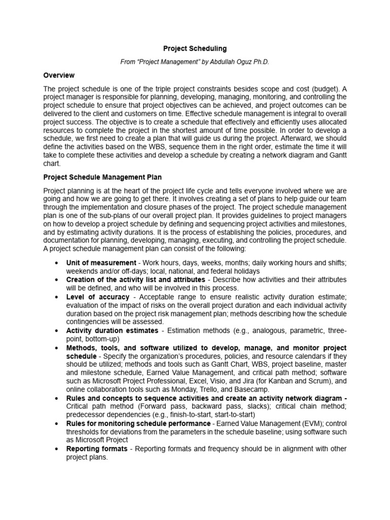 PM4 (Project Scheduling-Reading) | PDF | Project Management | Computing