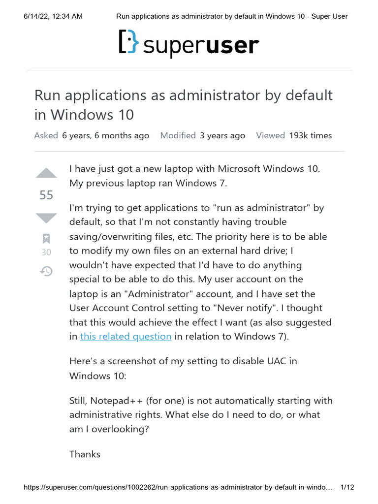Run Applications As Administrator by Default in Windows 10 - Super User ... Run Applications As Administrator by Default in Windows 10 - Super User ...