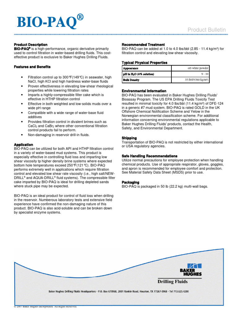 BIO-PAQ ProductBulletin | PDF | Filtration | Materials