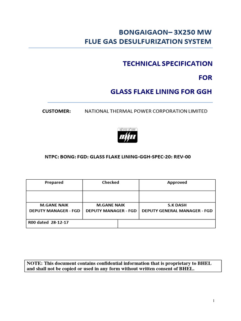 Glass Flake Lining For GGH Spec 1516788857 | PDF | Humidity ...