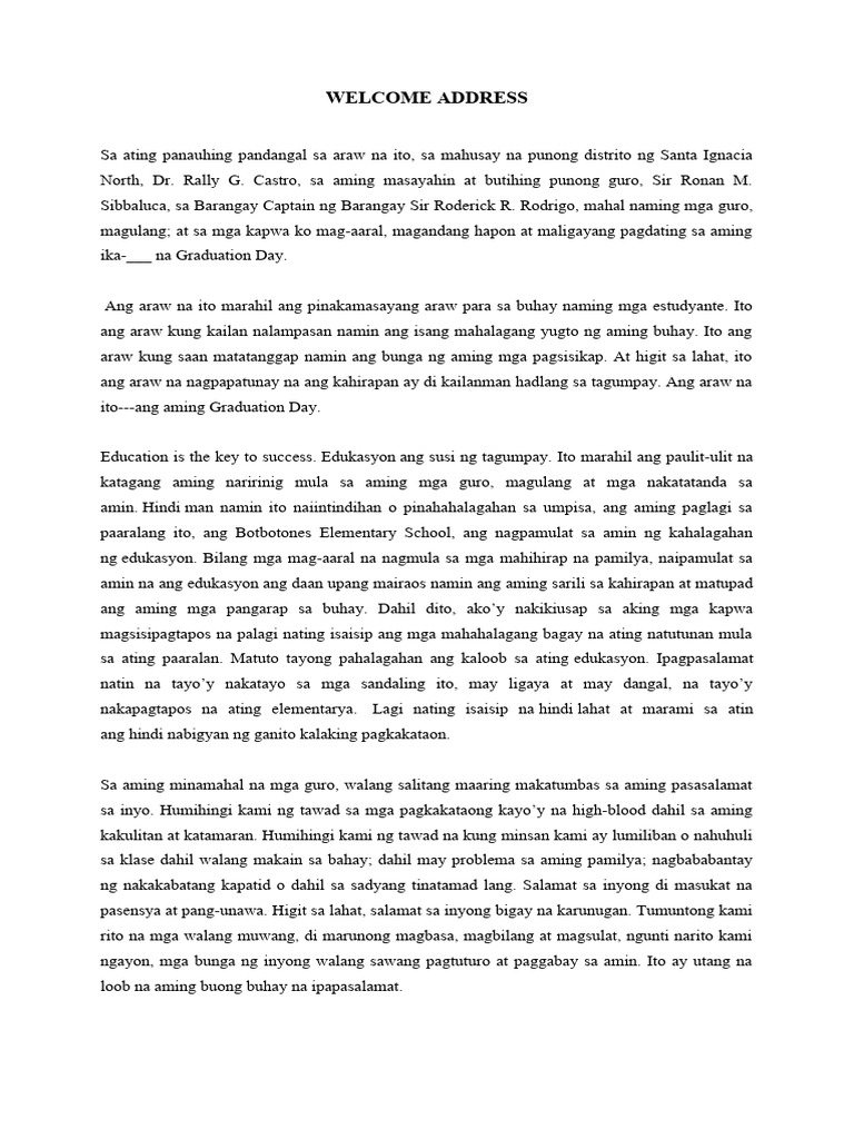 Welcome Address | PDF