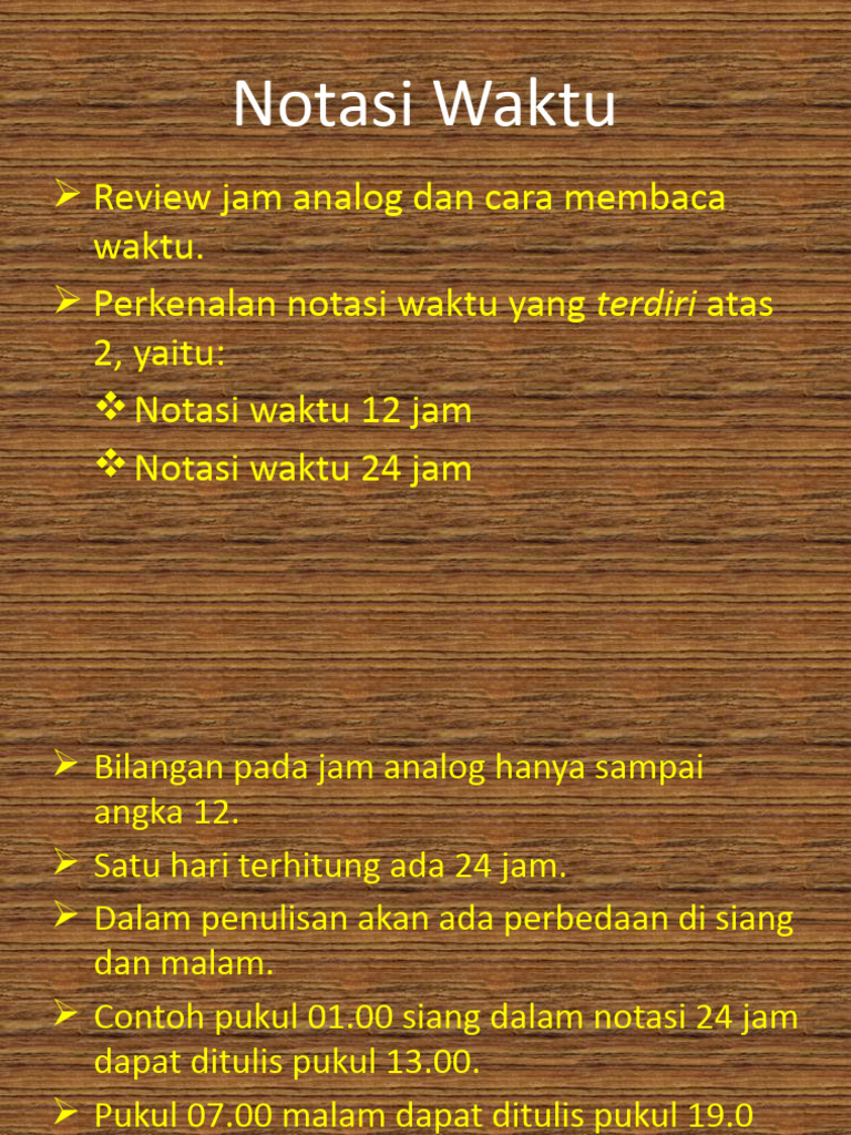 Panduan Notasi Waktu 12 dan 24 Jam | PDF | Seni & Disiplin Bahasa ...