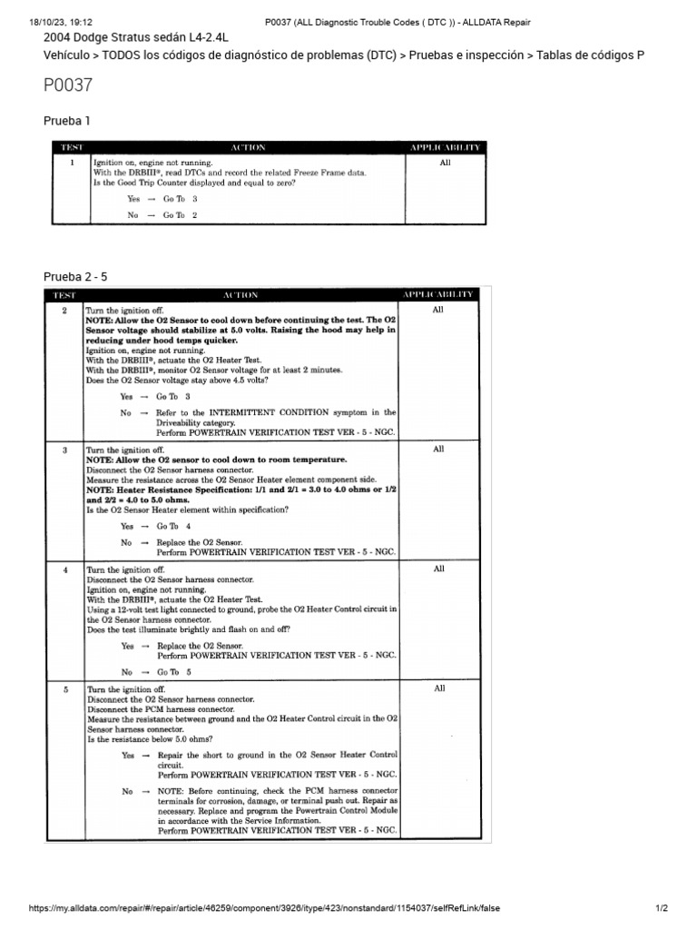 P0037 (ALL Diagnostic Trouble Codes (DTC) ) Stratus 2004 | PDF