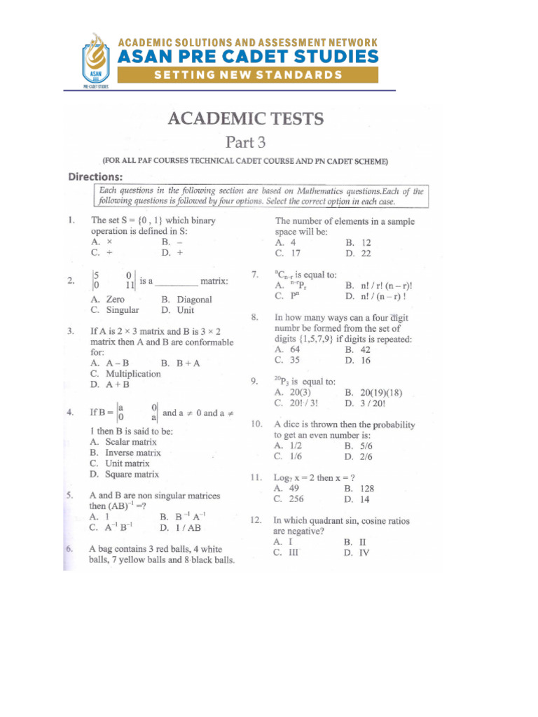 Academic Tests Part 3 | PDF