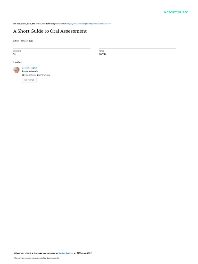 A Short Guide To Oral Assessment | PDF | Educational Assessment ...