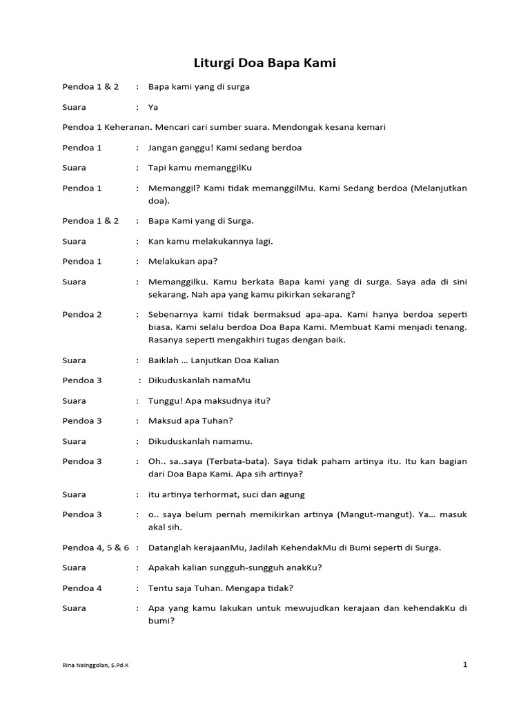 Liturgi Doa Bapa Kami | PDF