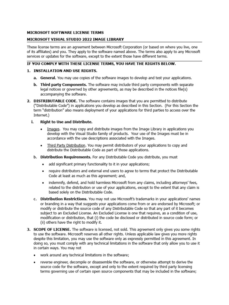 Visual Studio 2022 Image Library EULA | PDF | Source Code | Application Software