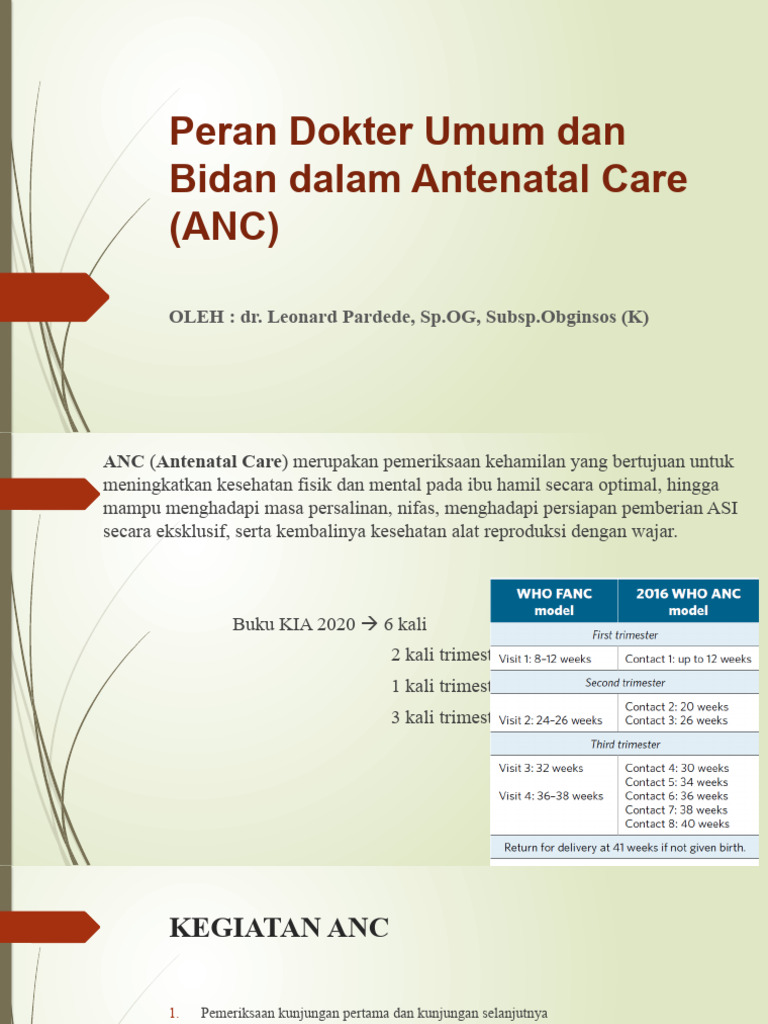 Peran Dokter Dan Bidan Dalam ANC (Dr. Leo) | PDF