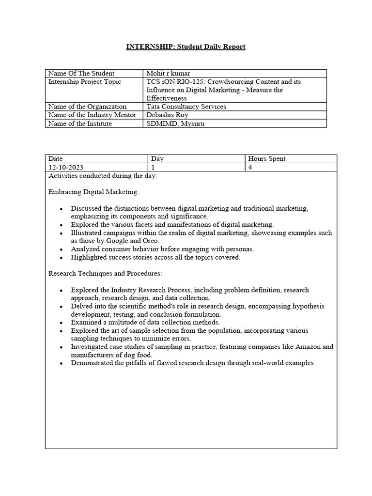 Day 1 Activity Report | PDF