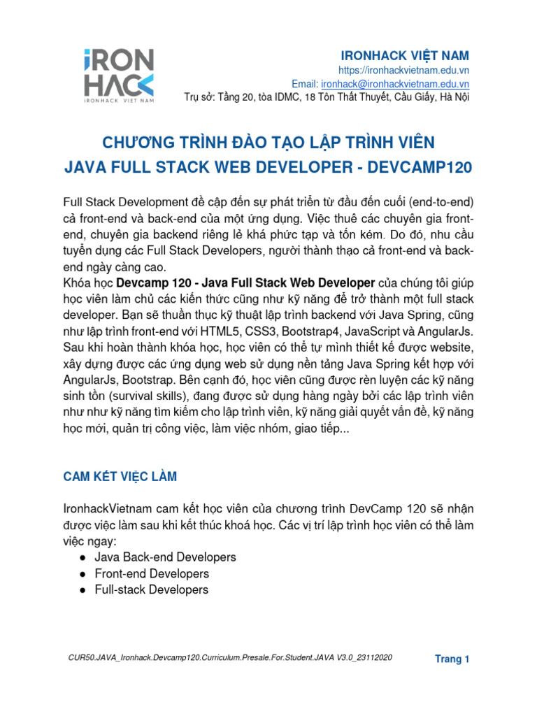 CUR50.JAVA - Ironhack - Devcamp120.Curriculum - Presale.For - Student.JAVA V3.0 - 23112020 | PDF