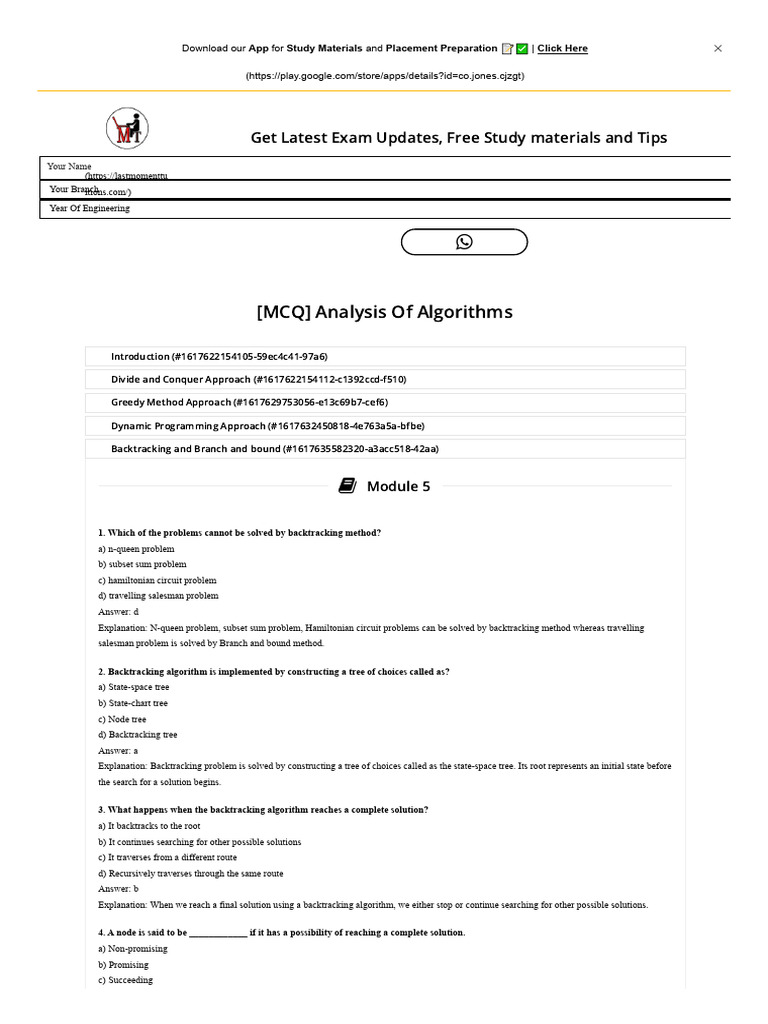 Back Tracking | PDF | Time Complexity | Computational Complexity Theory