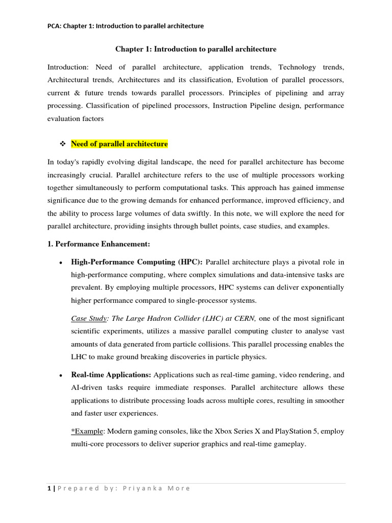 CH 1 Intro To Parallel Architecture | PDF | Central Processing Unit | Parallel Computing