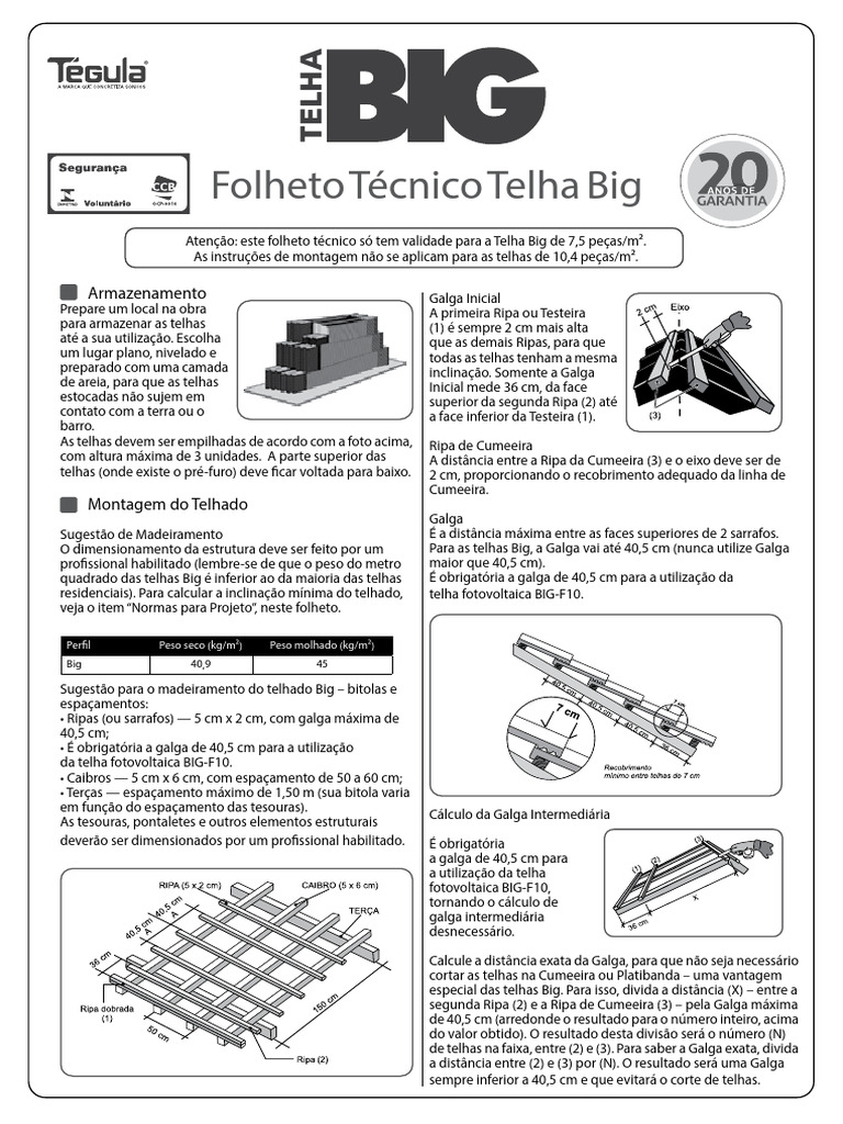 Folheto Telha Tegula Big | PDF | Teto