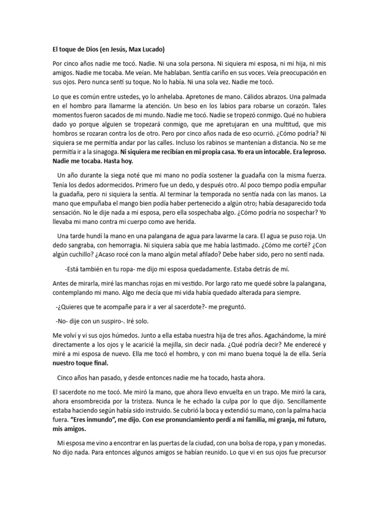 El toque de Dios en la sanación | PDF