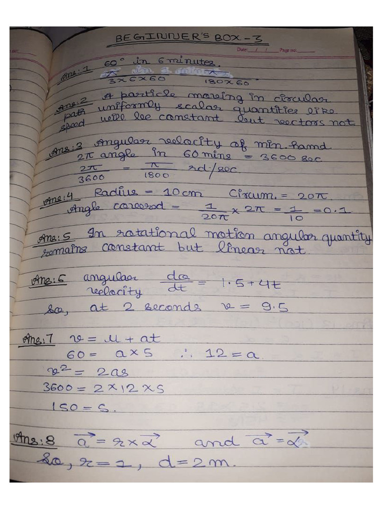 bb3 Rotational Motion Solutions | PDF