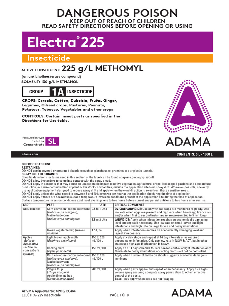 Adama Electra225 Web Label A4 | PDF | Insecticide | Bean
