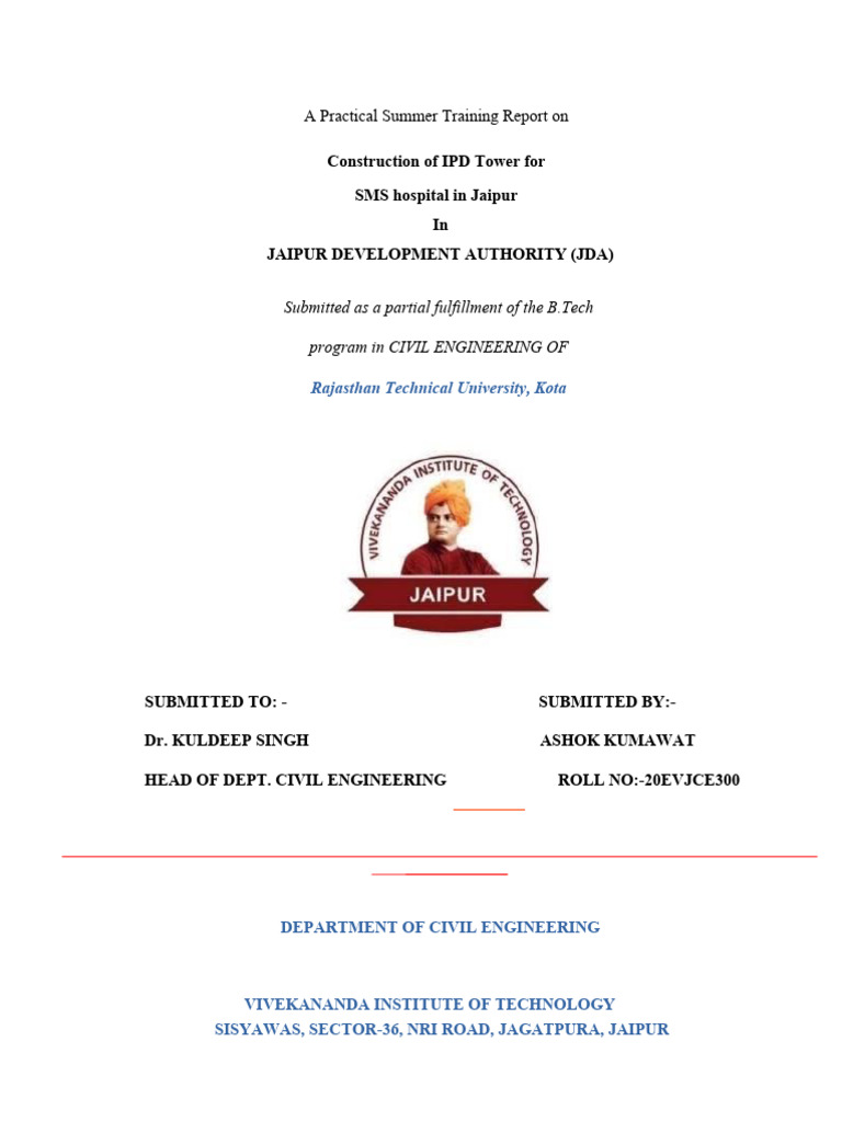 Report On Ipd Tower | PDF | Foundation (Engineering) | Concrete