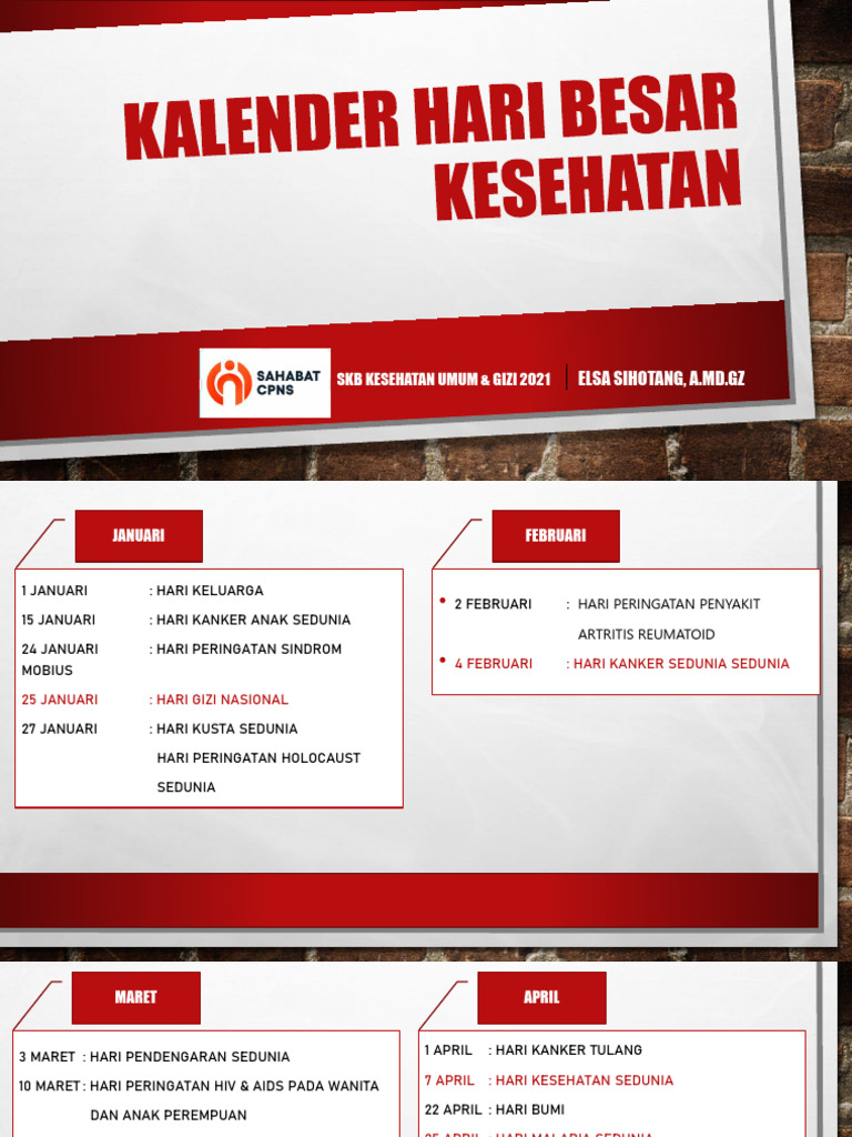 Kalender Hari Besar Kesehatan | PDF