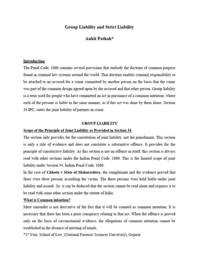 Joint Liability and Strict Liability | PDF | Mens Rea | Criminal Law