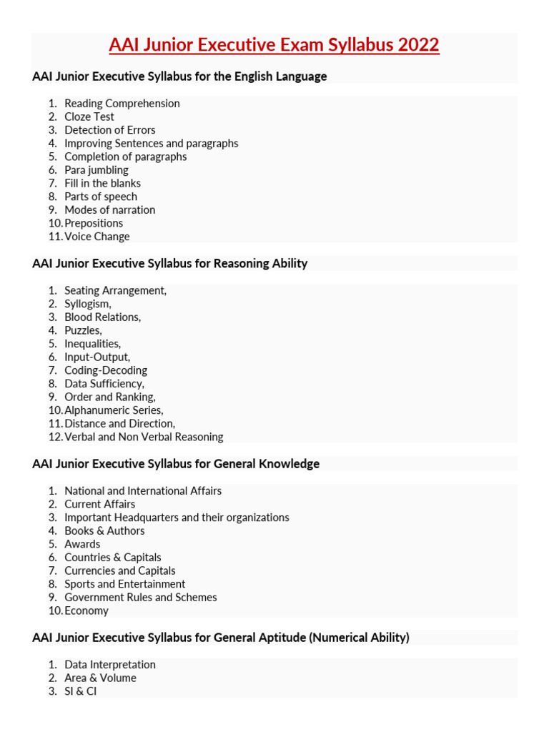 AAI Junior Executive ATC Exam Syllabus | PDF | Physics | Physical Sciences AAI Junior Executive ATC Exam Syllabus | PDF | Physics | Physical Sciences