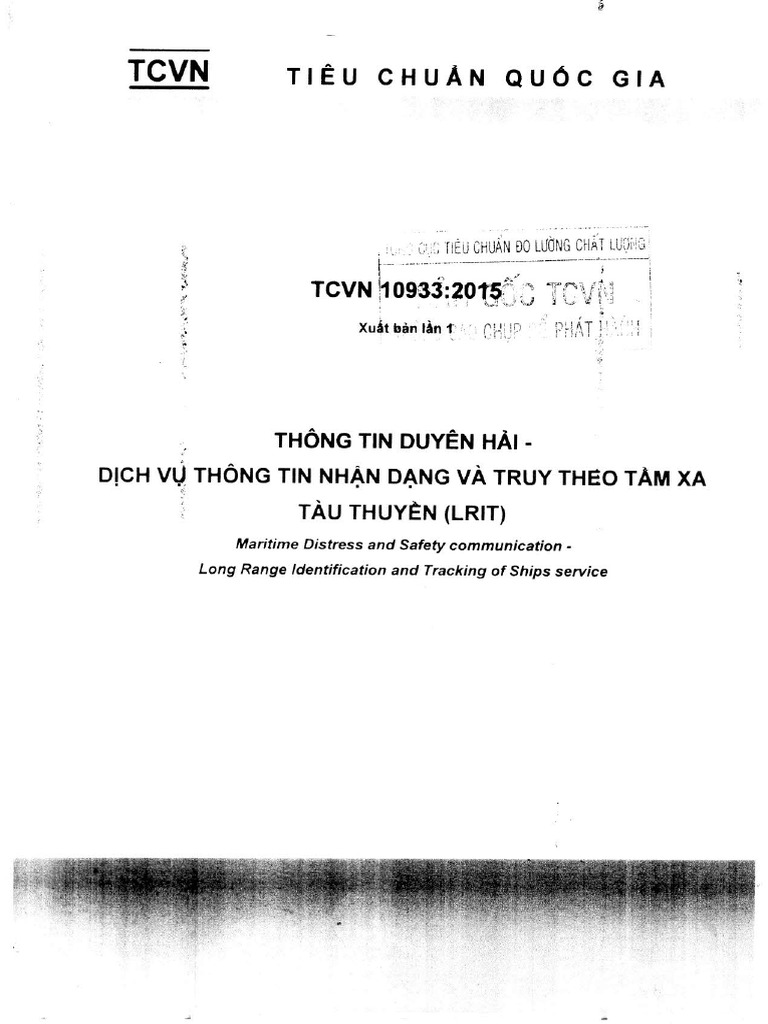 tieu chuan quoc gia LRIT-DỊCH VỤ THÔNG TIN NHẬN DẠNG VÀ TRUY THEO TẦM XA TÀU THUYỀN | PDF