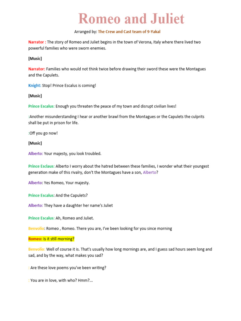 Romeo and Juliets Official Script | PDF | Characters In Romeo And ...