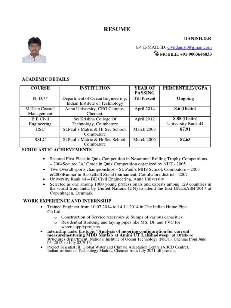 Danish Resume - 2023 Pages 1 4 IEEE | PDF | Oceans | Engineering