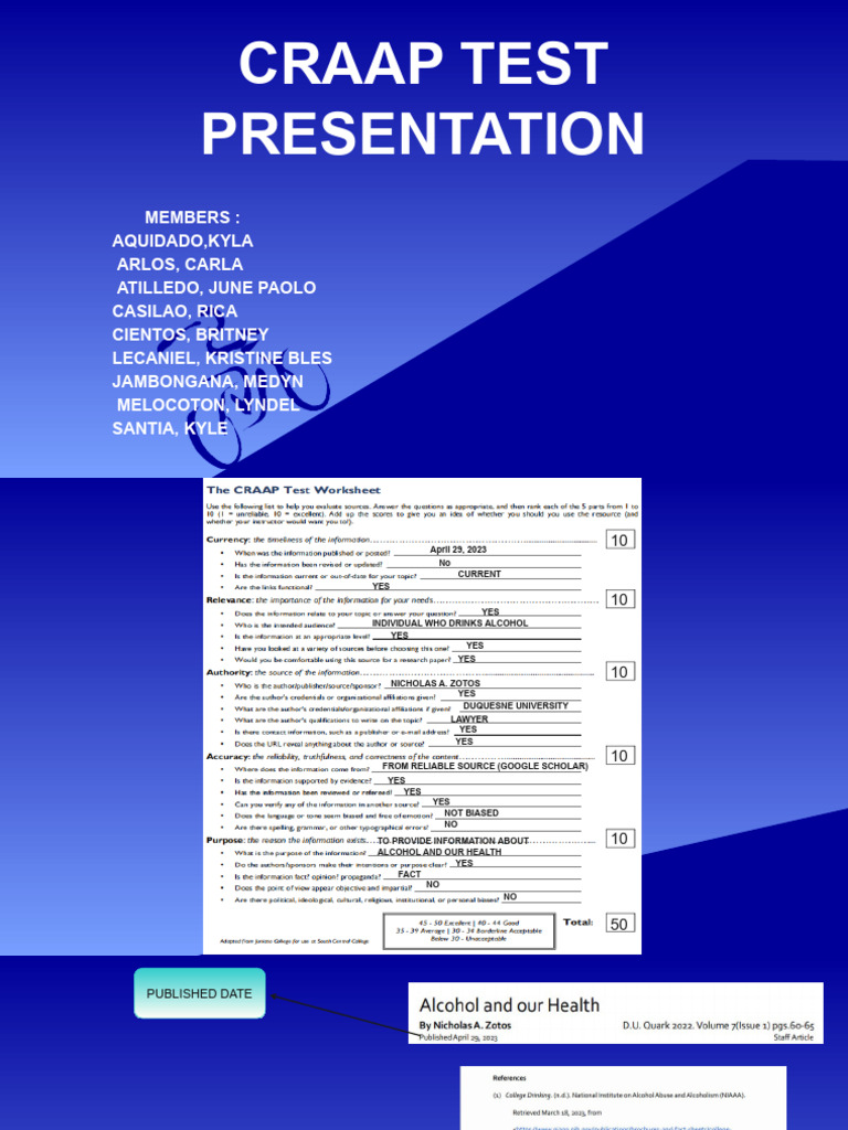 Craap-Test PPT Group | PDF | Lifestyle