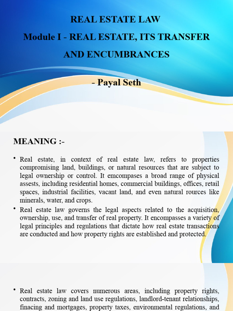 Real Estate Law - Module 1 | PDF | Mortgage Law | Mortgage Loan
