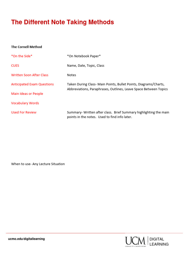 Note Taking Methods | PDF | Behavior Modification | Human Communication