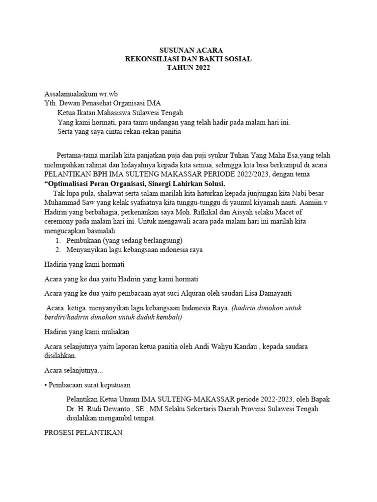 Rundown Acara IMA | PDF