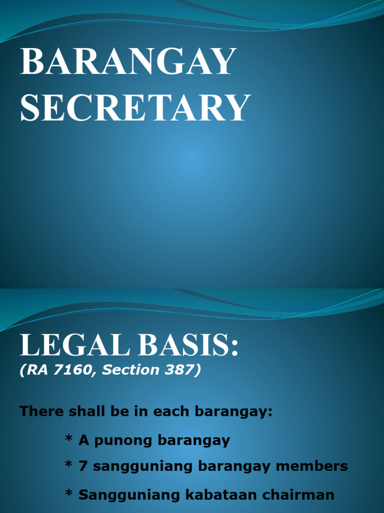 Barangay Secretary | PDF | Quorum | Governance