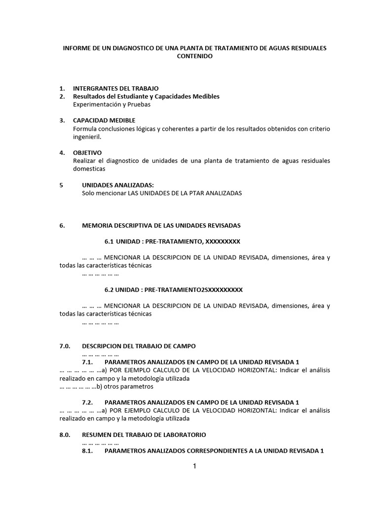 Contenido Diagnostico de Una PTAR | PDF | Laboratorios