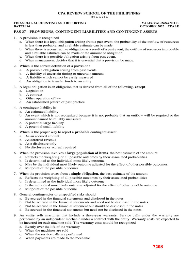 7208 - PAS 37 - Provisions, Contingent Liabilities and Contingent ...