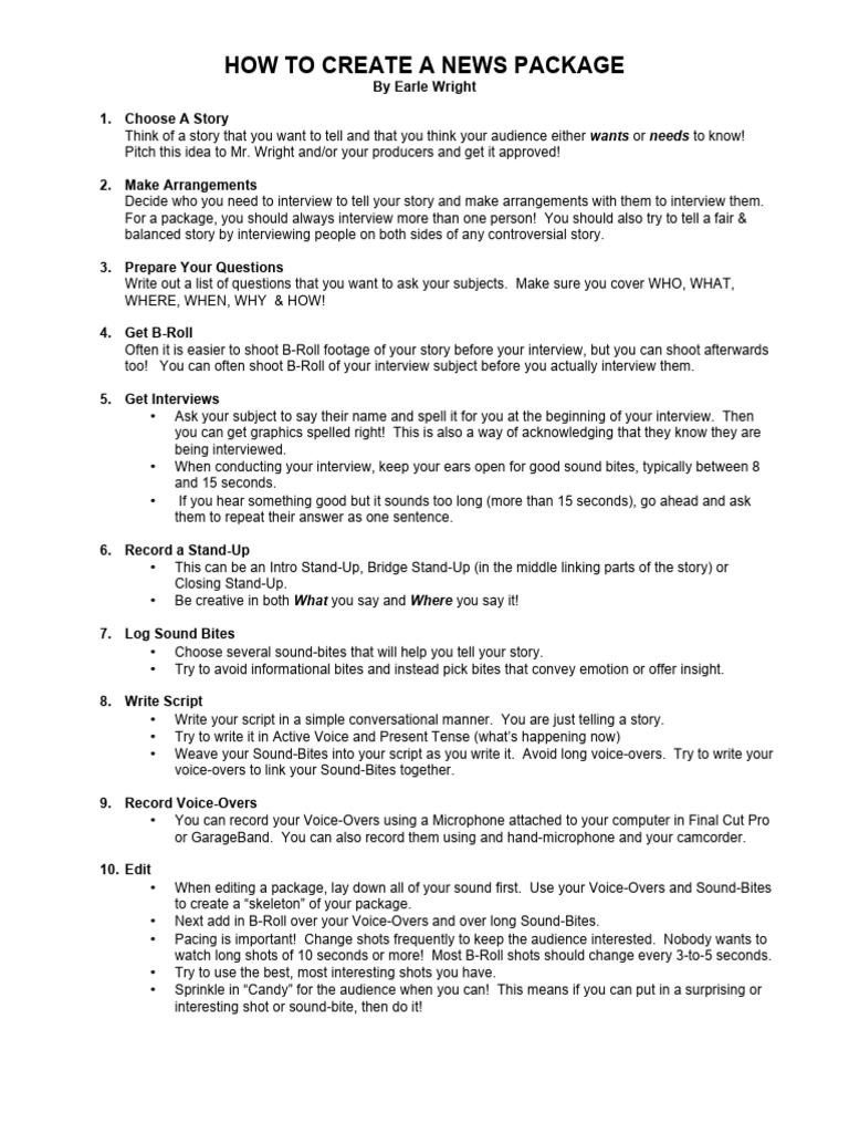 How To Create A News Package | PDF
