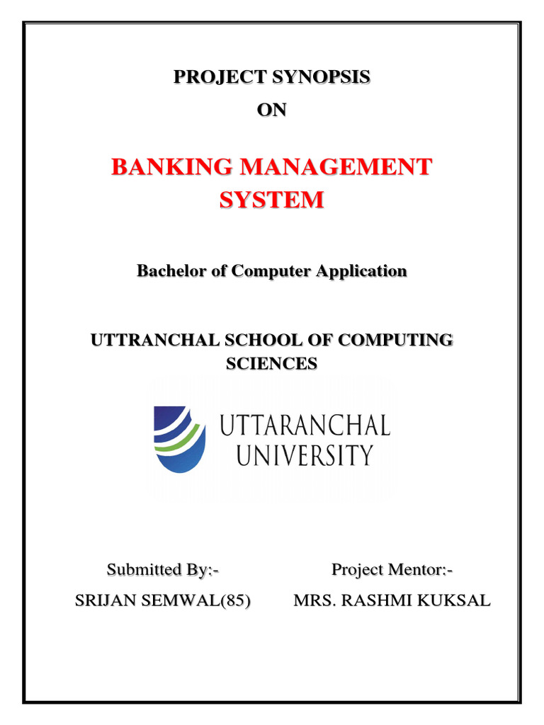 Banking Management System SYNPOSIS | Download Free PDF | Computer File ...