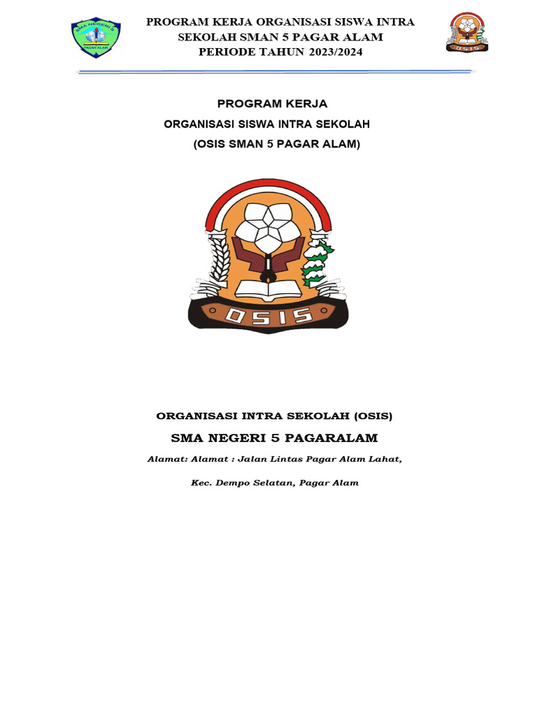 Program Kerja OSIS SMAN 5 Pagar Alam 2023/2024 | PDF | Karier ...