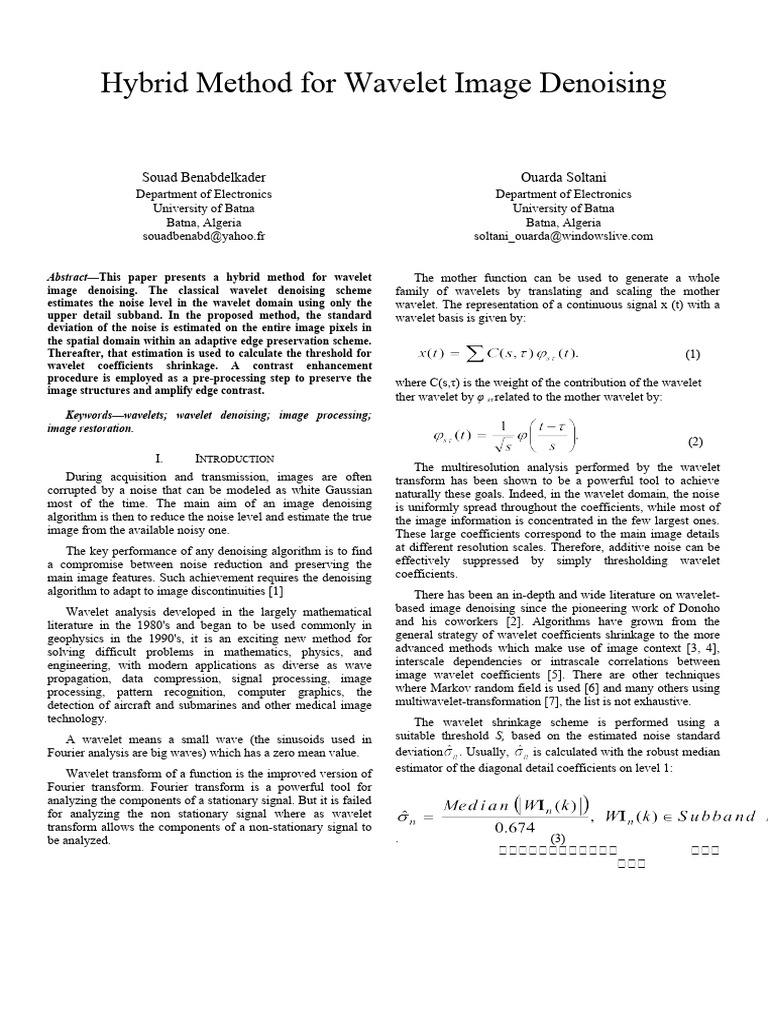 Art 1211369478 | PDF | Wavelet | Digital Signal Processing
